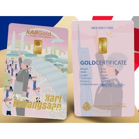 KAB Gold Bar 0.5g Hari Kebangsaan 2022 Edisi Terhad (with envelop) LOW SN | Shopee Malaysia