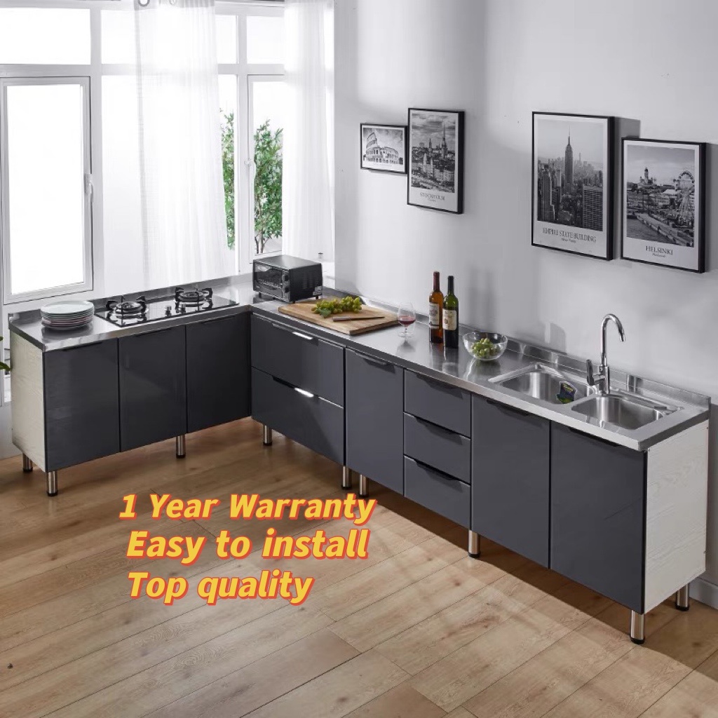 Kitchen Cabinet Assembled Cabinet Stainless Steel Stove Cabinet Kitchen ...