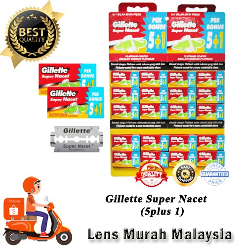 Gillette Super Nacet 5+1 BLADES 100% ORIGINAL (20 boxes) | Shopee Malaysia