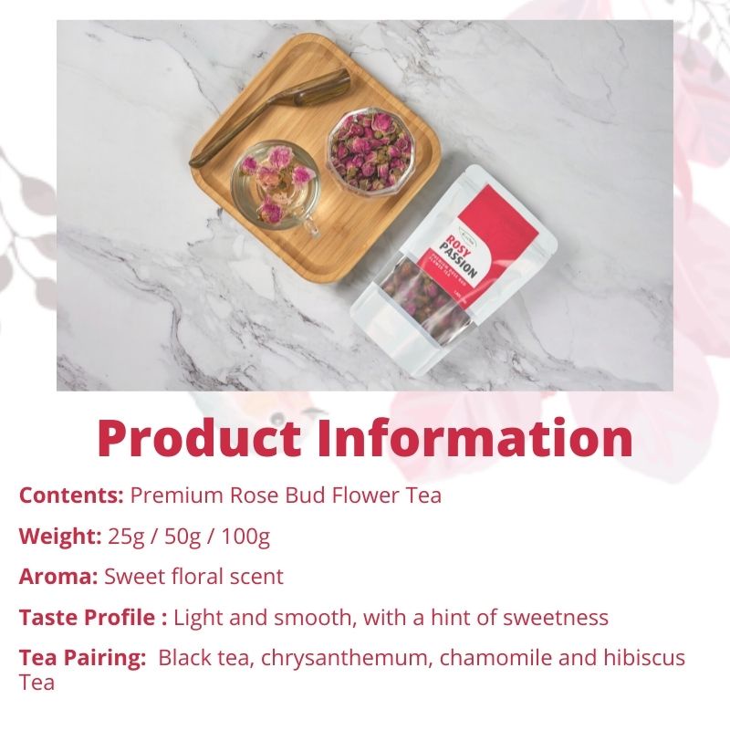 4Leaftea Rosy Passion Premium Rose Bud Flower Tea Calming Natural ...