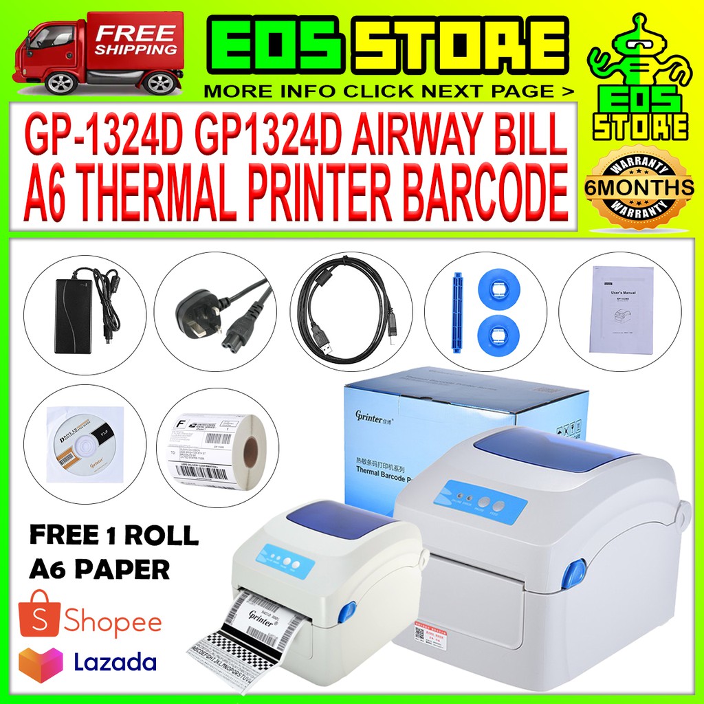 GPrinter GP-1324D A6 Thermal Printer Barcode Label Air-waybil Printing SHOPEE LAZADA Direct ...