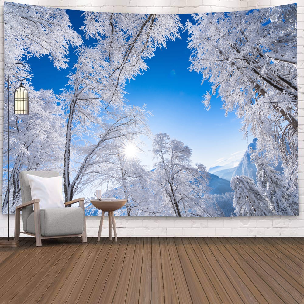 16 Styles Tapestry Winter snow forest landscape Tapestry Feng Shui ...