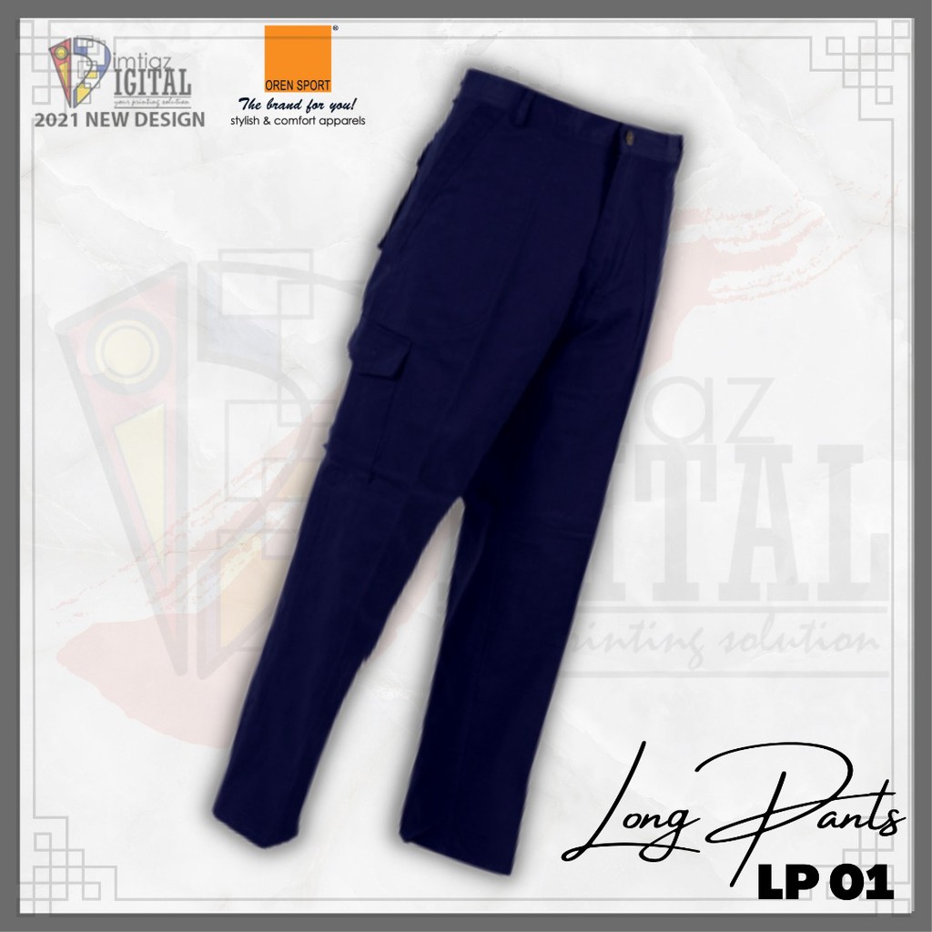 LP01 OREN SPORT Cargo Pants l Worker Long Pant l Seluar Kerja - Navy | Shopee Malaysia