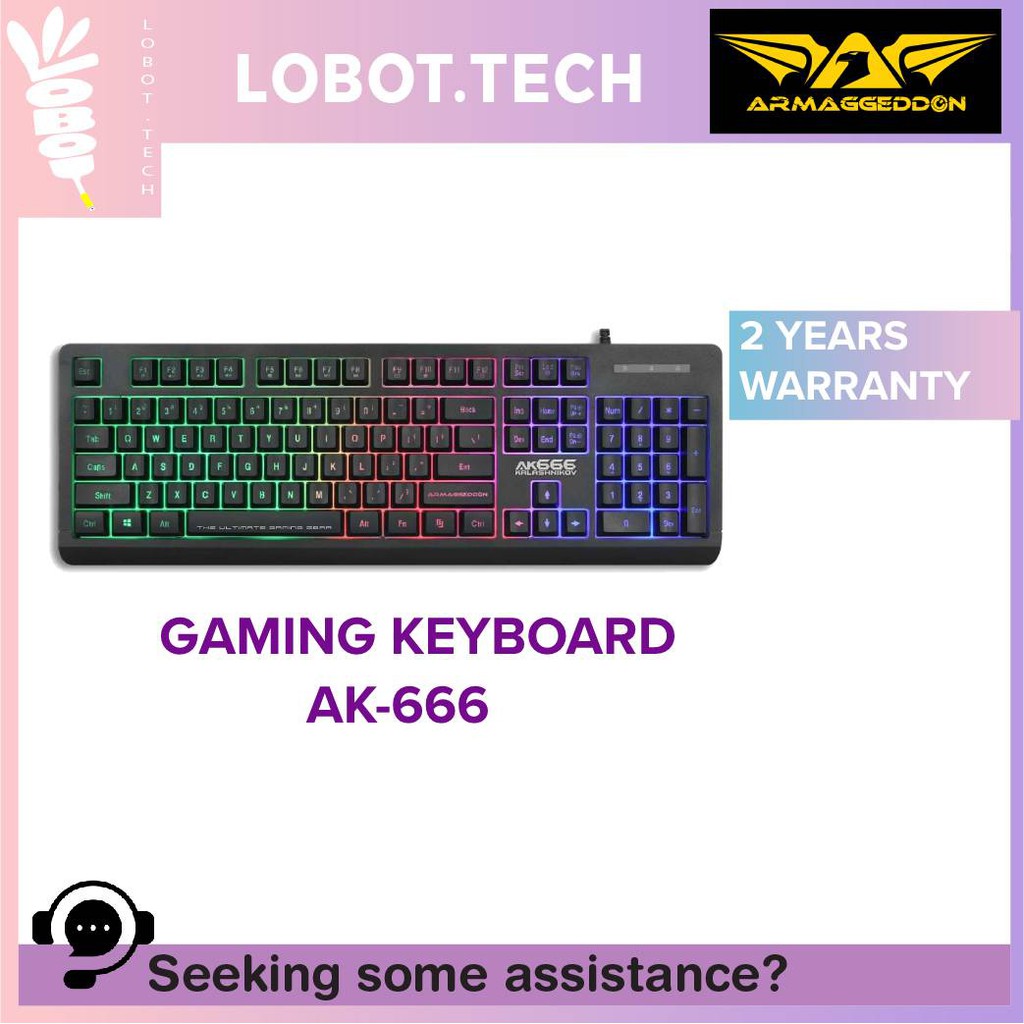 Armaggeddon AK666 Kalashnikov 8-Color Membrane Gaming Keyboard with ...
