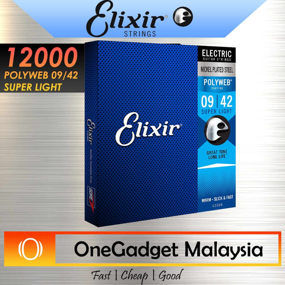 Elixir Polyweb Electric Guitar Strings Nickel Plated Steel 9/10 Gauge 12000 12050 | Shopee Malaysia