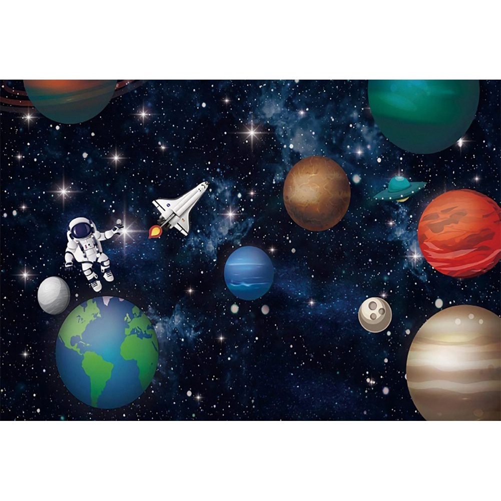 150*100cm Little Baby Space Theme Backdrop for Rocket Planet Birthday ...