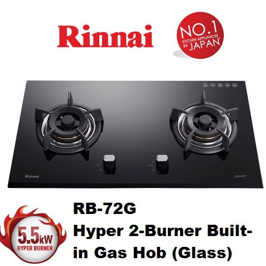 Rinnai 2-Hyper Burner Built-in Gas Hob 5.5KW RB-72G | Shopee Malaysia