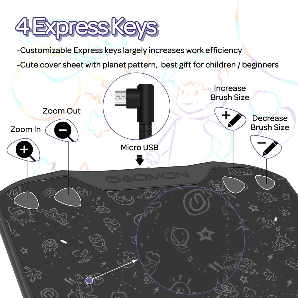 GAOMON S630 Graphics Drawing Tablet 8192 level pen pressure with 4 ...