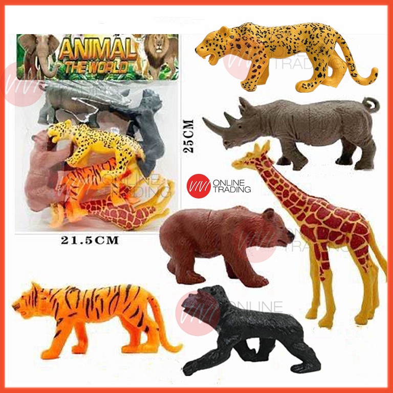 Wild Animal Toys Set Tiger Leopard Giraffe Mainan Haiwan | Shopee Malaysia