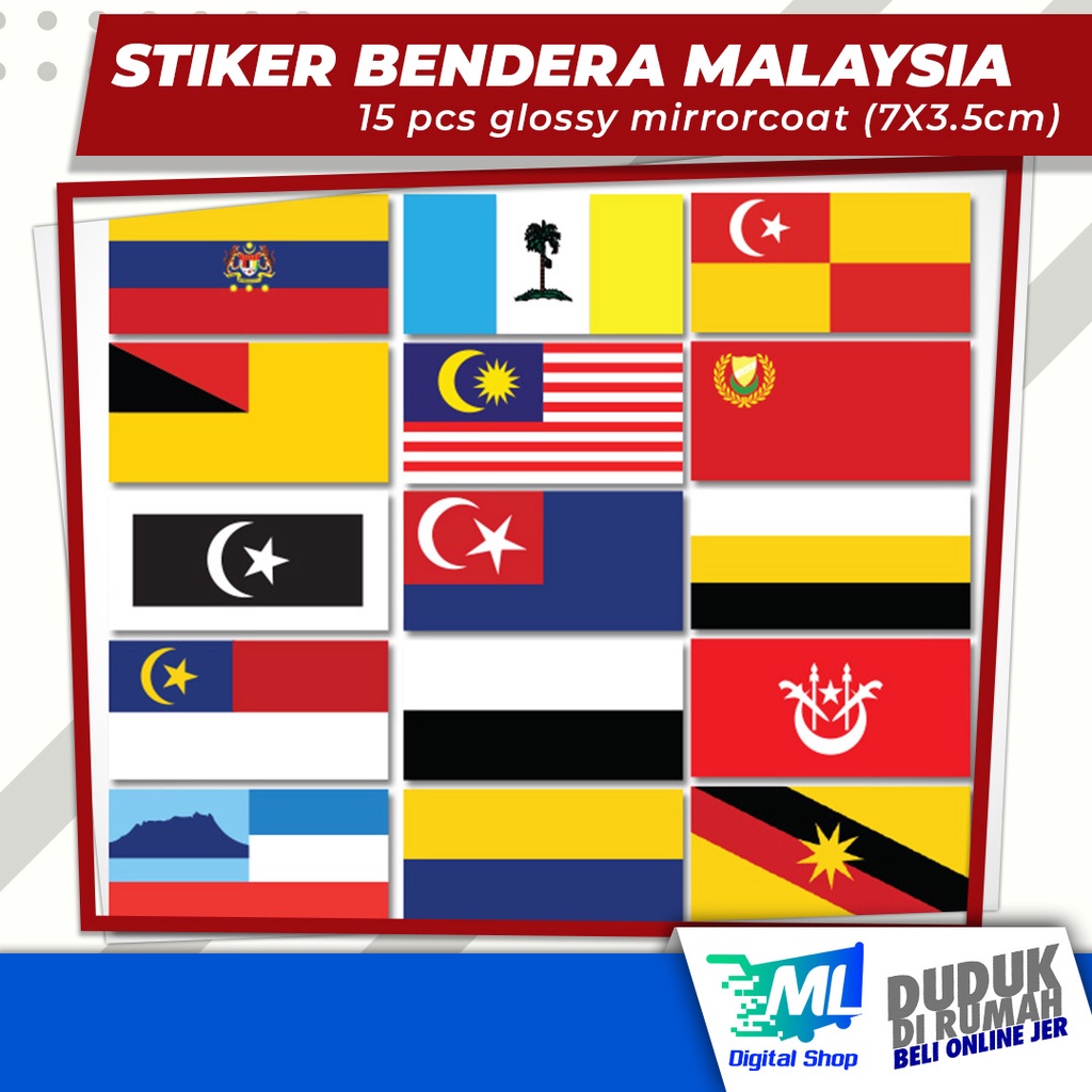 [15pcs] Set Stiker Negeri Malaysia (stiker Mirrorcoat | 7x3.5cm ...