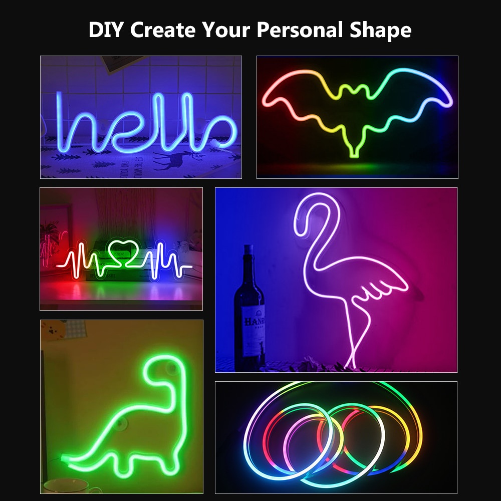 5M/10M Tuya RGBIC App+Remote Neon Rope Lights LED Neon Rope Light with ...