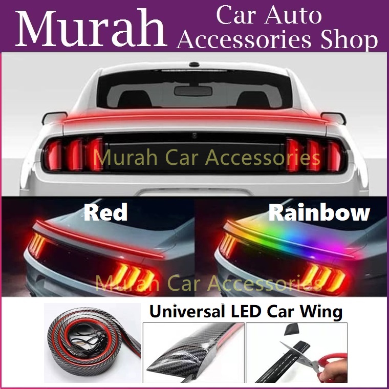 LED Spoilers Car Brake Lights Strip Carbon Rear Wing Lips Kit 1.2M Rear ...