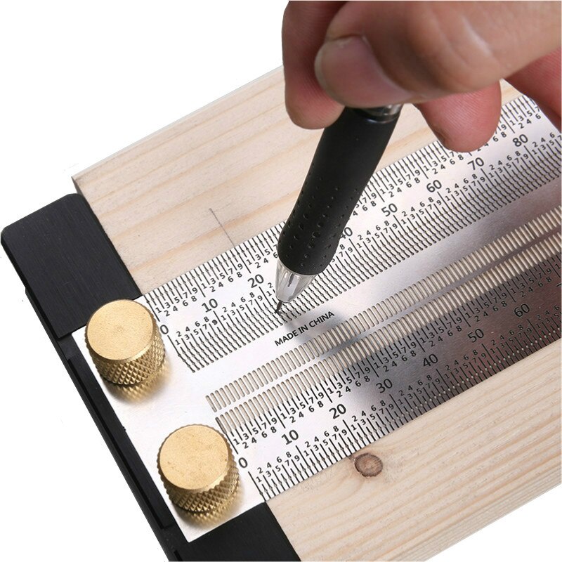 Steel Marking Gauge T-type Ruler Hole Scribing Ruler Woodworking Scribe ...