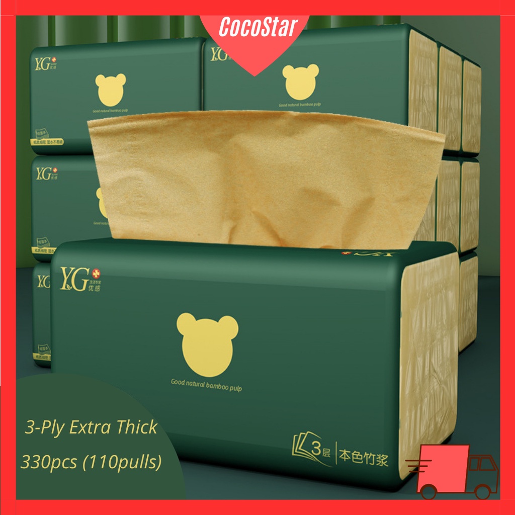 CocoStar Bamboo Tissue Extra-Thick 3-Ply 330pcs(110pulls) Kertas Tisu ...