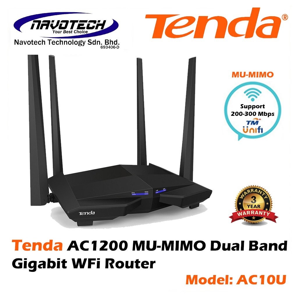 Tenda AC10U Gigabit AC1200 MU-MIMO Wireless 5Ghz WiFi Dual Band Smart Router | Shopee Malaysia