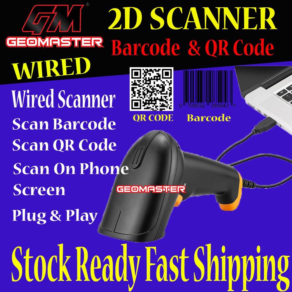 Geomaster Barcode Scanner 2D Wireless Barcode Scanner Scan QR Code ...