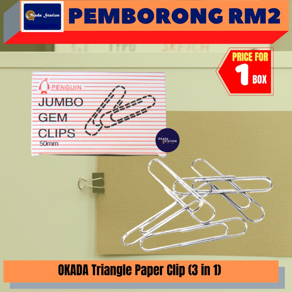 (RM2.20) OKADA Jumbo Paper Clip 50mm / Klip Kertas Besar / Clips ...