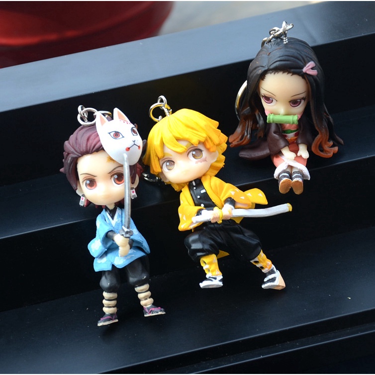 New 2022 3pcs/set 4.5-7cm Demon Slayer Kimetsu no Yaiba Keychain PVC ...