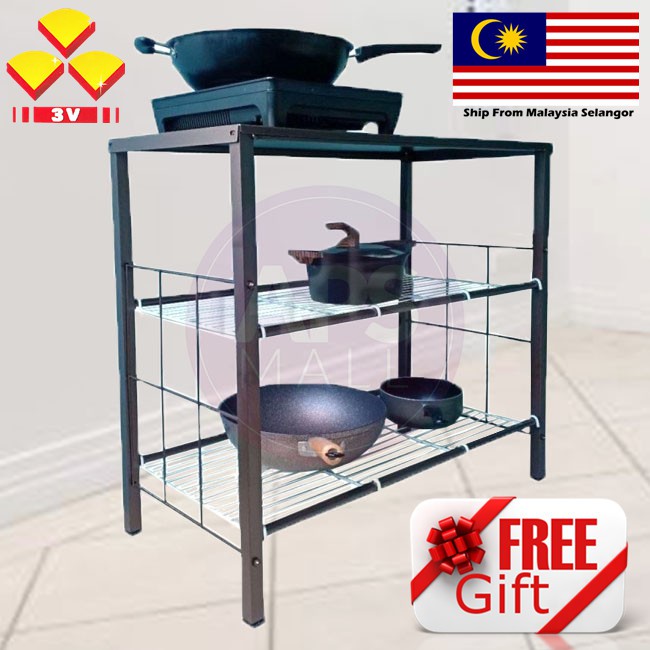 🇲🇾 🔥Hot Selling🔥 3V 3 Layer Kitchen Stroge Stove Rack Cooking Table ...