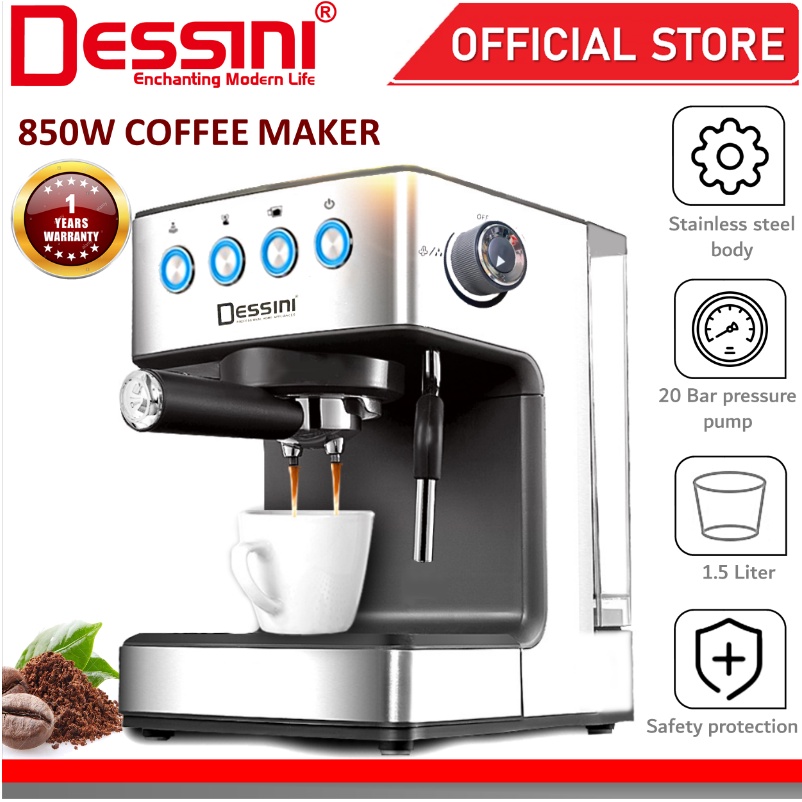 DESSINI ITALY 20 Bar Espresso Coffee Maker Brew Froth Cappuccino Latte ...