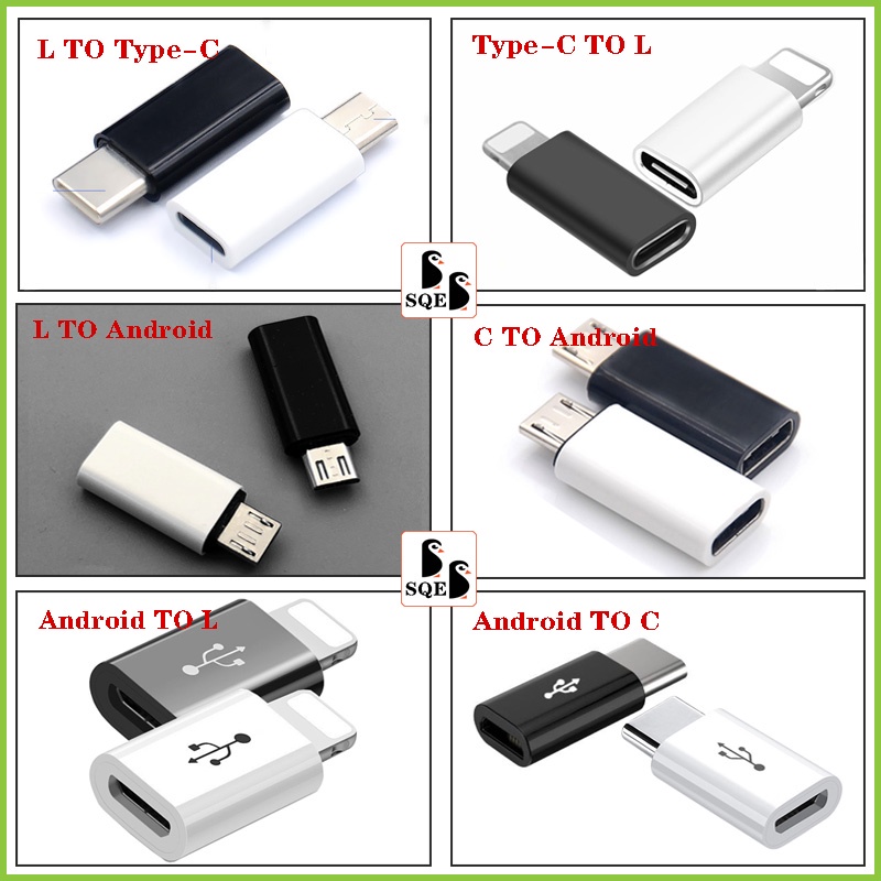 【12 ABS Styles】Type-C to Micro USB to Ligh to Type C to Micro Adapter ...