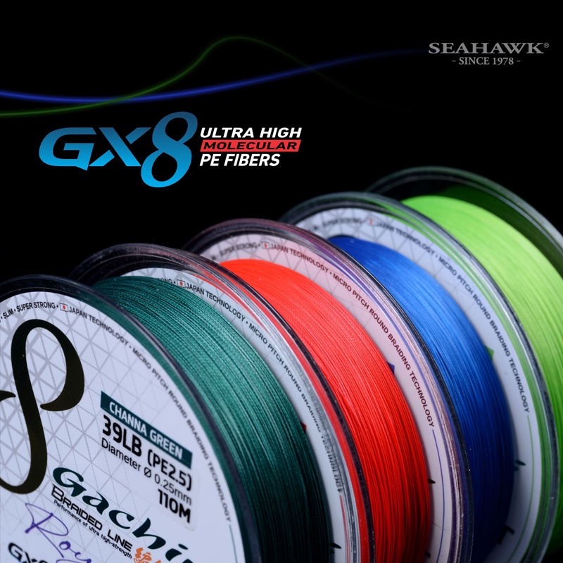 KFT SEAHAWK Gachiri ROYAL CAST X8 8X Braided Fishing Lines 110/200M Tali Benang Pancing Smooth ...