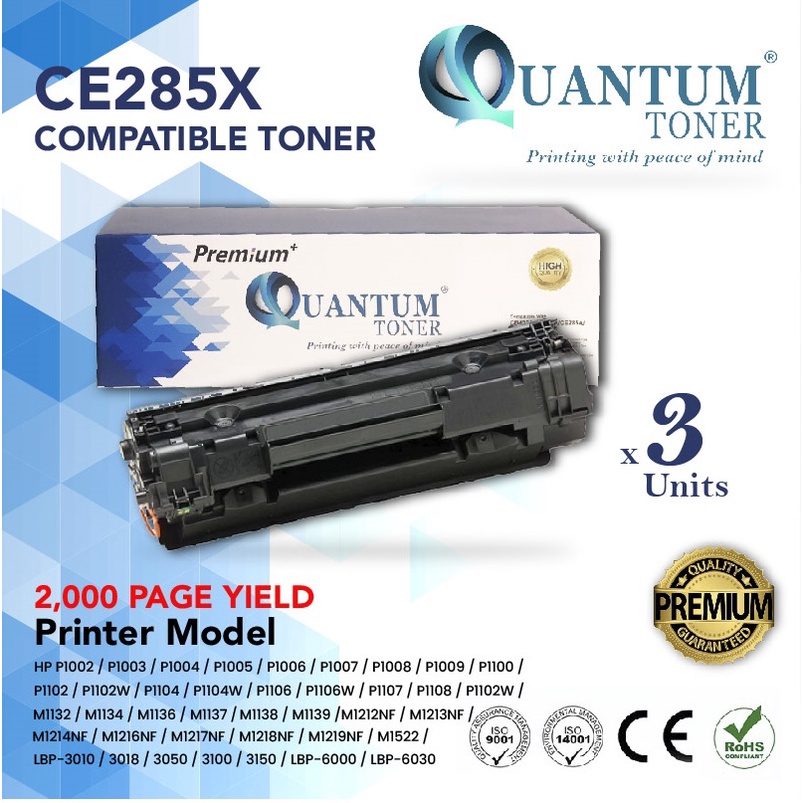 3x Compatible CE285X 85A High Yield Toner Cartridge HP LaserJet P1102 ...