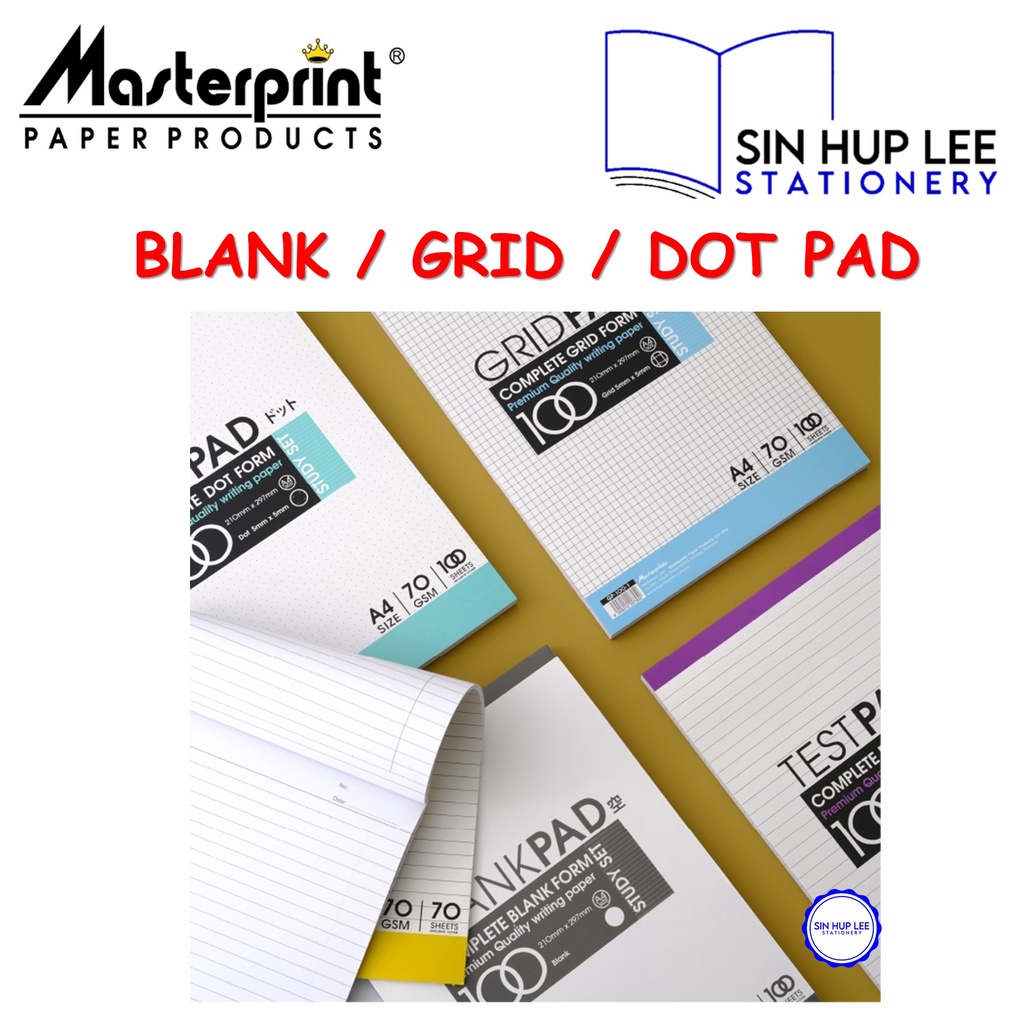 Masterprint A4 Test Pad Note Pad Exam Pad 70 GSM 100 Sheets ( Dot ...