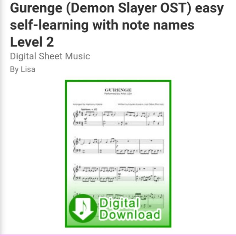 Self Learning Piano GURENGE (Demon Slayer OST) | Piano Solo Sheet Music ...