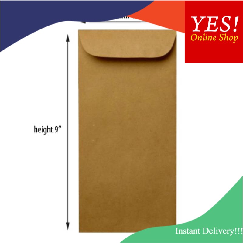 10 pcs BROWN ENVELOPE (MANILA) 4"X 9" / SAMPUL SURAT SAIZ 4" X 9 ...