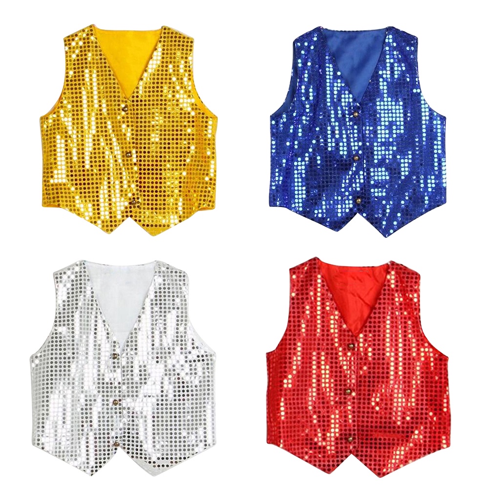 Sparkle Sequined Vest Waistcoat for Boys & Girls – Hip-Hop Dance Party ...
