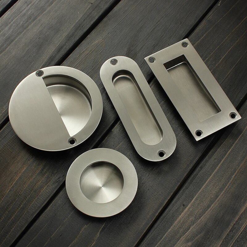 Stainless Steel Door Handle Flush Recessed Pull Handle Circular Oval ...