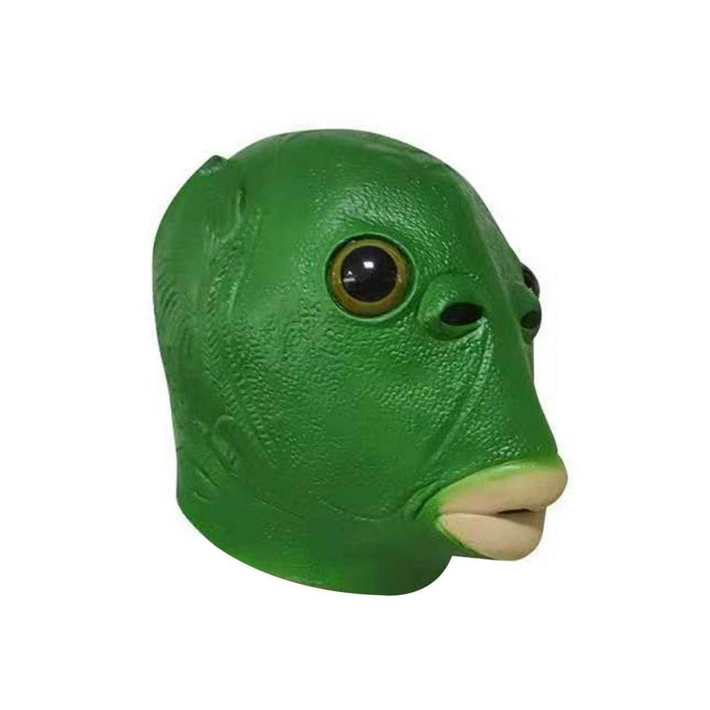 Green Fish Head Mask Funny Creepy Fish Head Party Mask Adult Animal ...