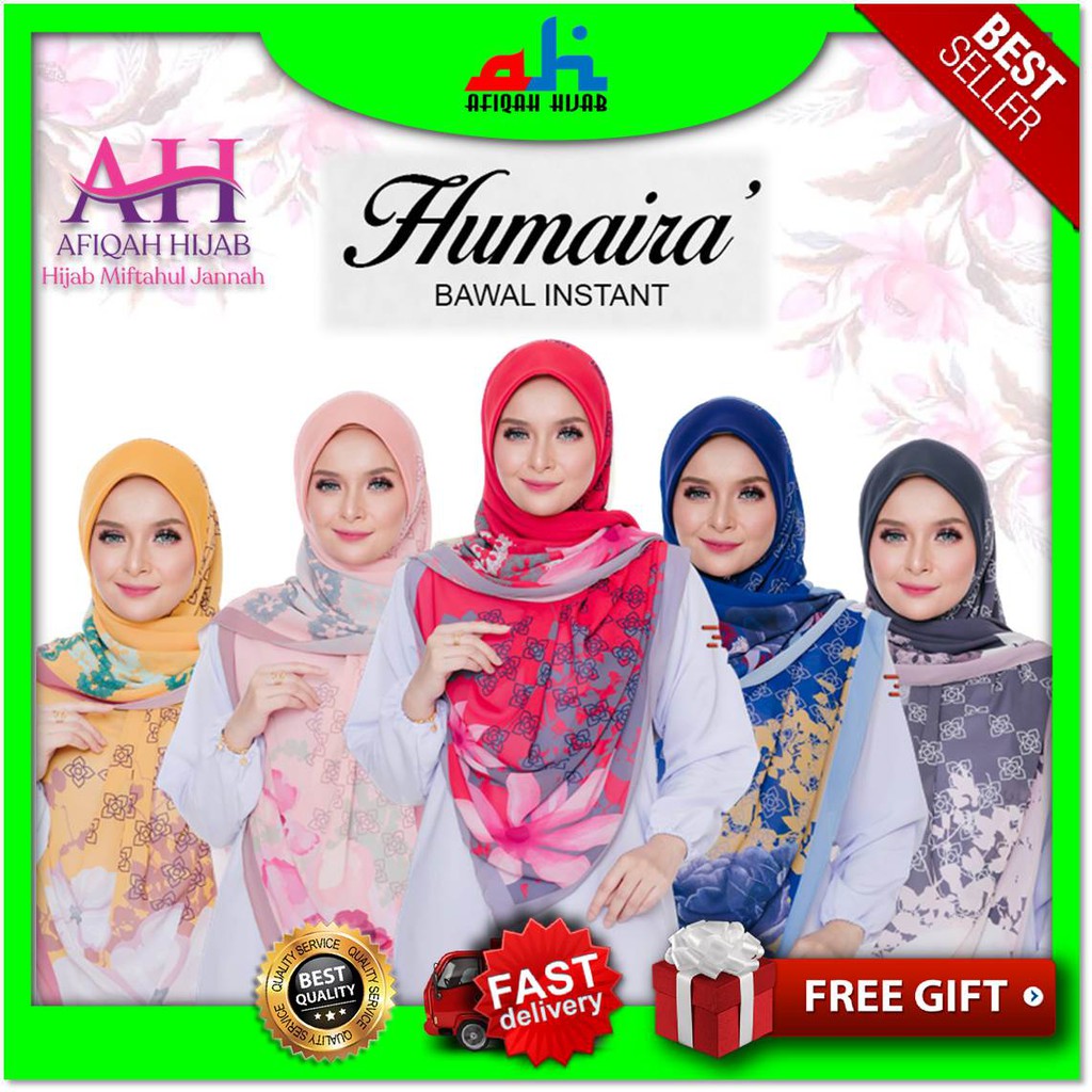 Humaira Bidang 60 Bawal Tudung Labuh Instant Afiqah Hijab Printed ...
