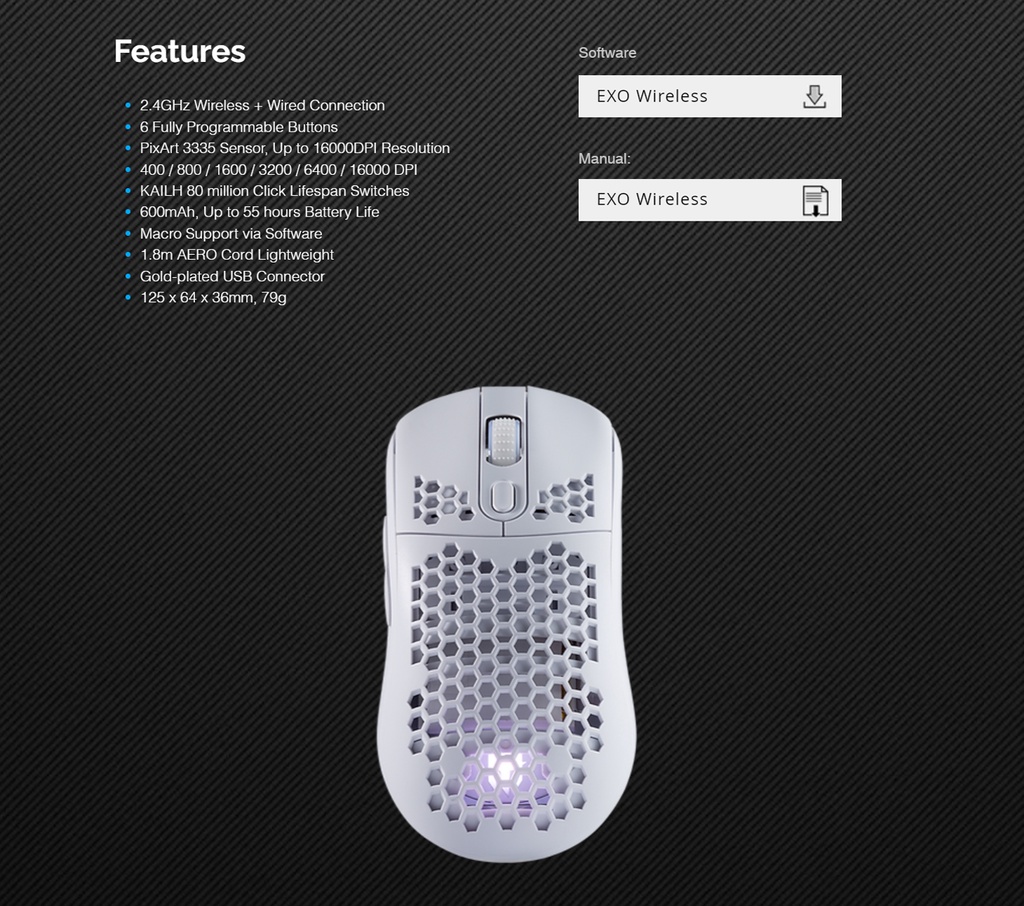 Tecware Exo Wireless RGB Gaming Mouse - (Black/White) | Shopee Malaysia