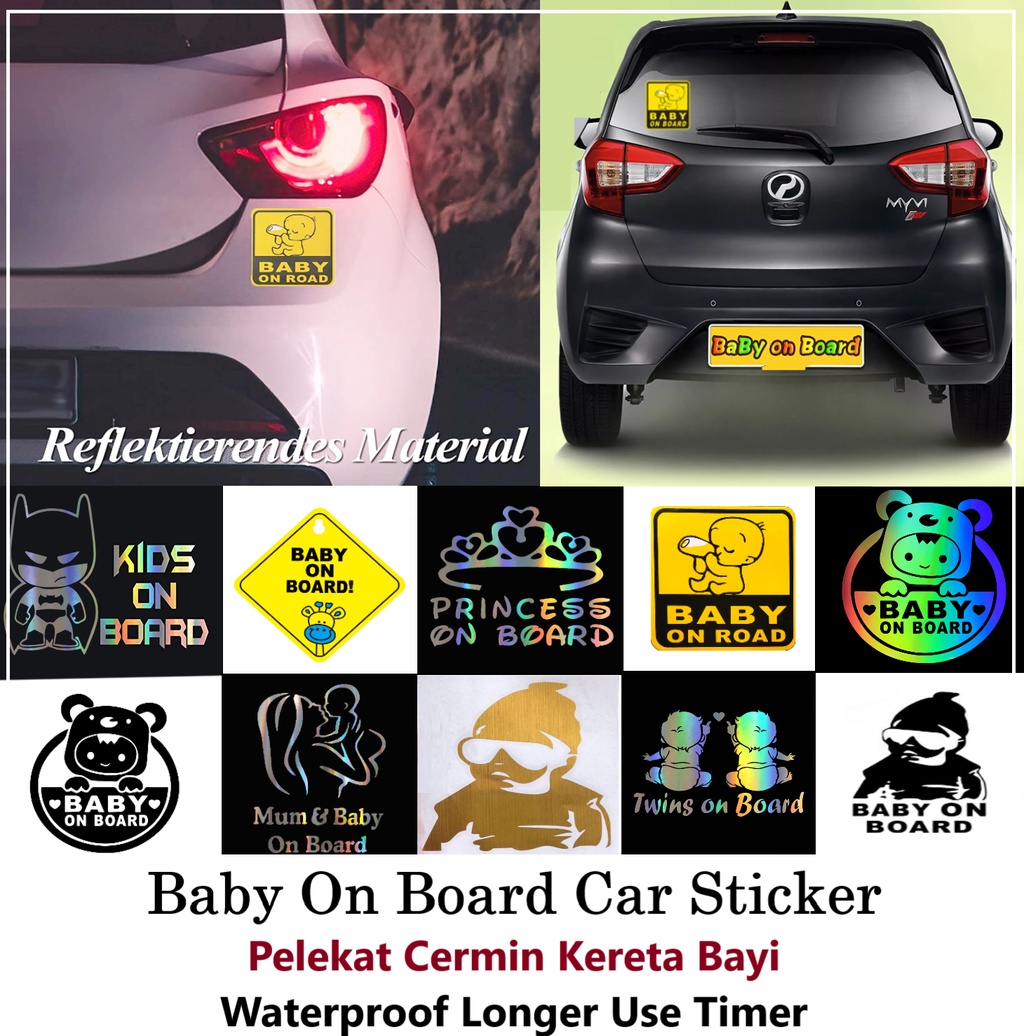 Car Sticker Baby on Board Waterproof Reflective Pregnant Mummy Safety ...