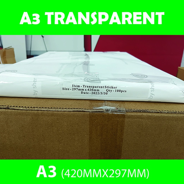 Transparent Sticker -- A3-- 100 pcs | Shopee Malaysia