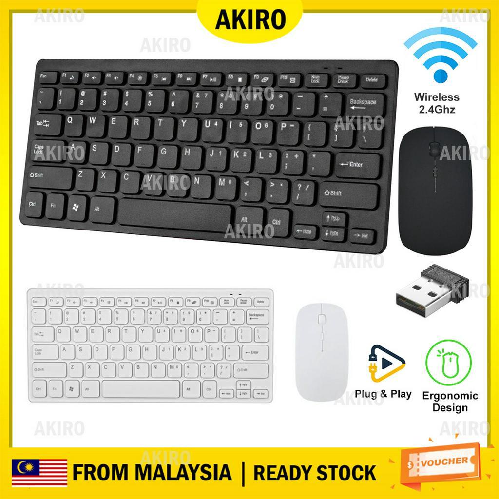 AKIRO Ultra-Thin Mini Wireless 2.4GHz Mouse Keyboard USB Combo Set ...