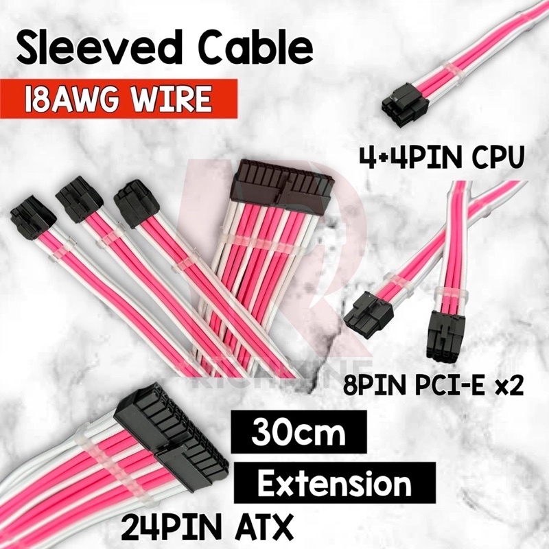 🔥PROMO🔥 Braided Modding Sleeved Cable Extension PSU COMB Blue Yellow ...