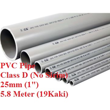 5.8 Meter CS PVC pipe paip 1"(25mm) Class "D" 1 Bundle (6pcs x 3 feet ...