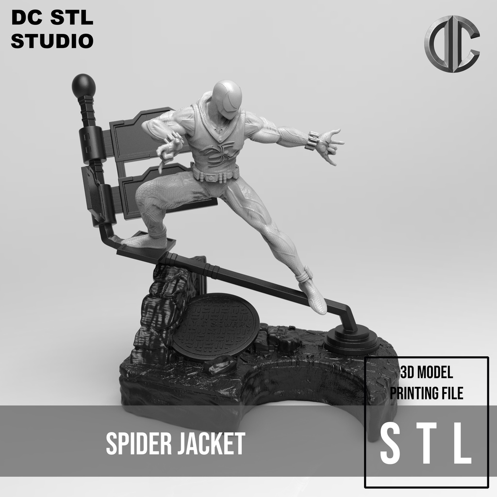 A490 - Comic character design, The Spider Jacket on rooftop, STL 3D ...
