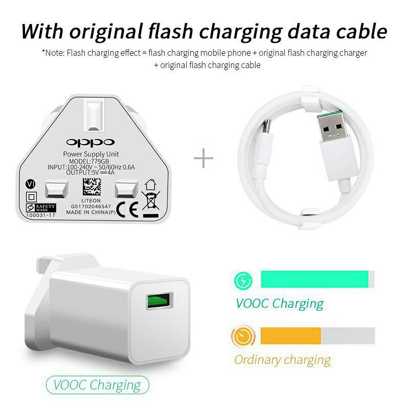 Original OPPO VOOC TYPE-C Flash Charge Power Adapter with USB TYPE-C ...