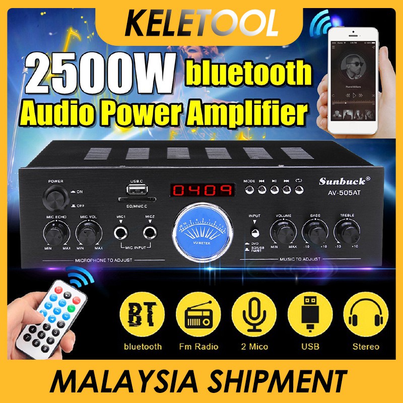 Power Amplifier Audio Mixer 2500W Bluetooth AC FM USB SD HiFi High ...