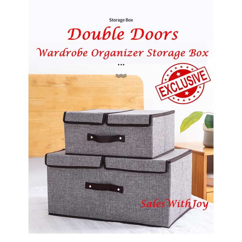 【MsiaStock】Double Door Wardrobe Organizer Storage Box Foldable Linen ...