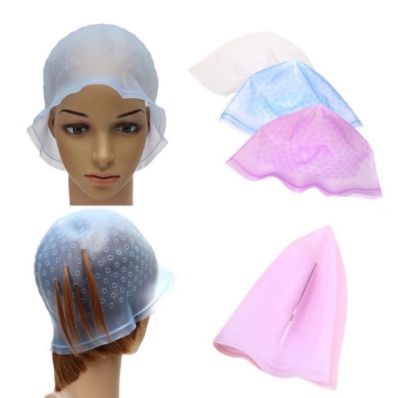 Reusable Silicone Gel Hair Bleaching Cap Dye Hair Coloring Highlighting ...