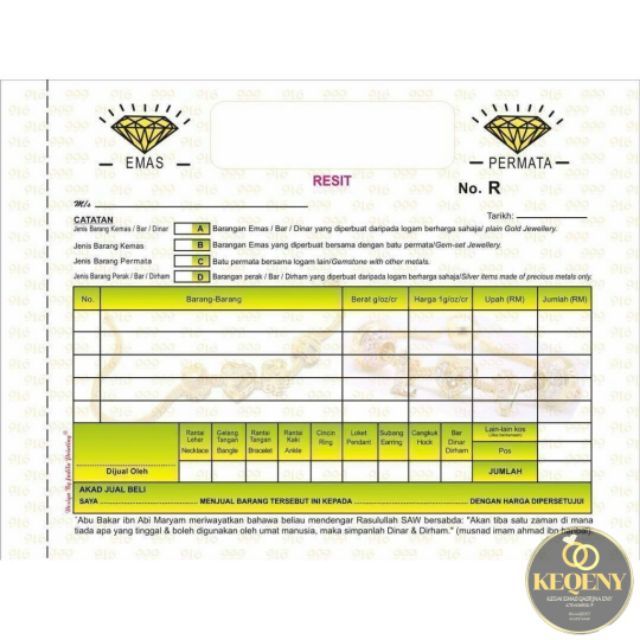 Buku resit jualan barang kemas | Shopee Malaysia