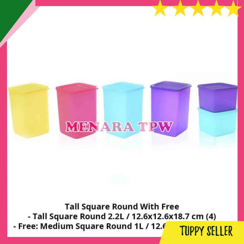 Tupperware Square Tall Box Free Medium Ecer 3pcs | Shopee Malaysia