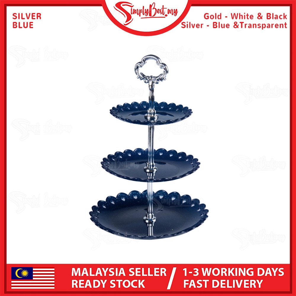 SIMPLYBEST 3 Tier High Tea Stand Dessert Plates Plastic Cupcake Tea ...