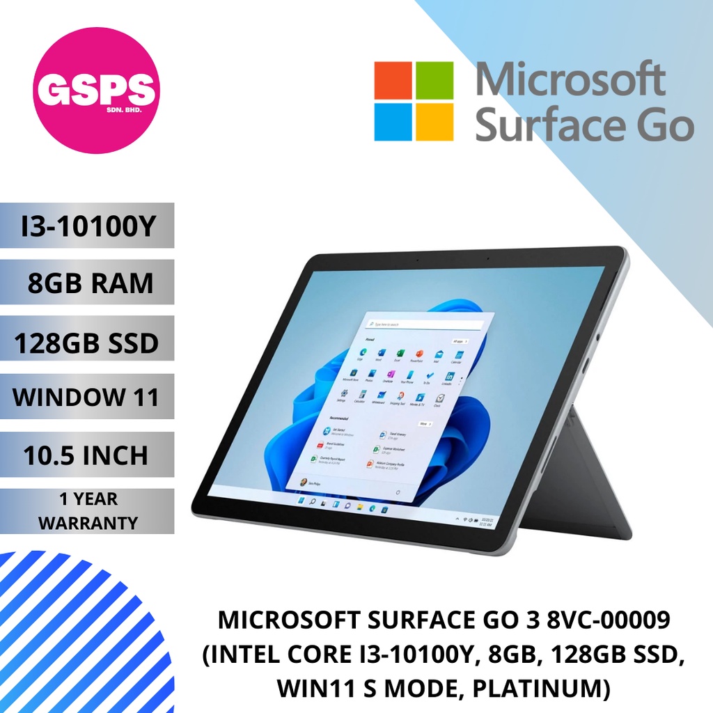 MICROSOFT SURFACE GO 3 8VC-00009 (INTEL CORE I3-10100Y, 8GB, 128GB SSD ...
