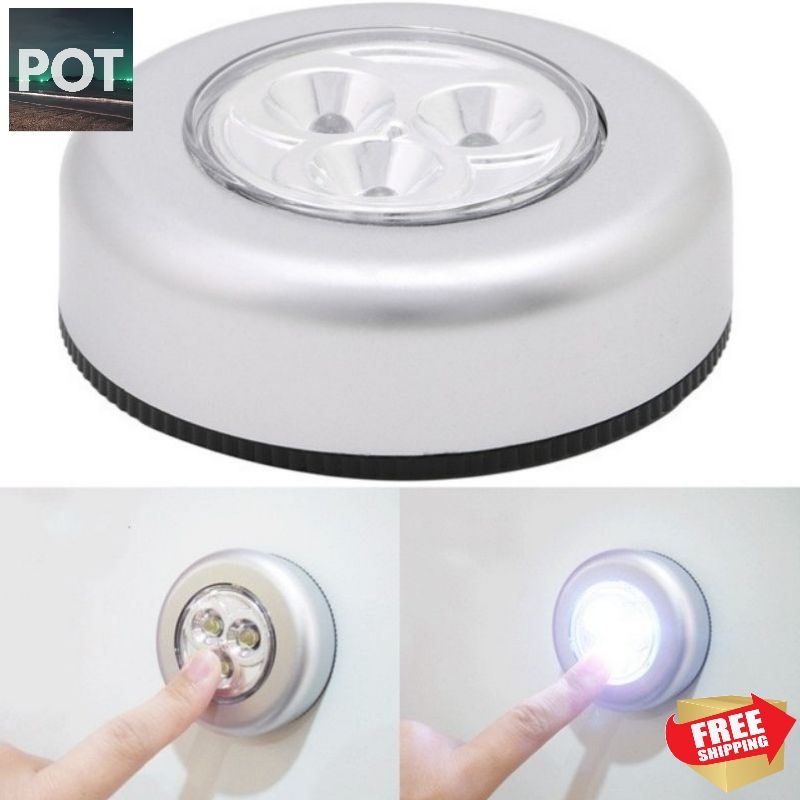3 LED Wall Sticking Touch Light Push Lampu Night Light Car Home Wall ...